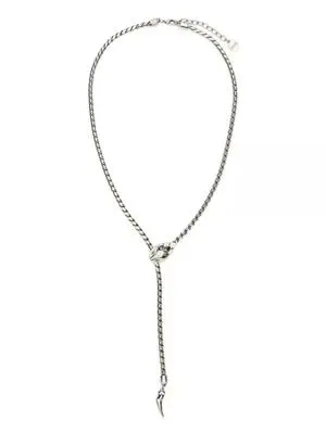 Roberto Cavalli Snake And Fang Pendant Necklace - Silver