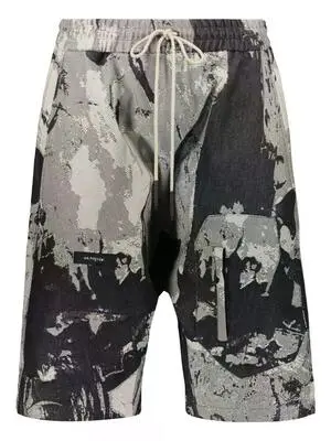 ISO.POETISM Cotton Printed Shorts - Black