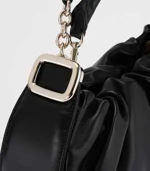 ROGER VIVIER Medium Leather Choc Royal Shoulder Bag