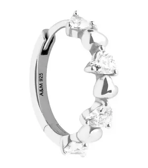 ASTRID & MIYU Rhodium-plated Heart Cluster Single Hoop Earring - Silver