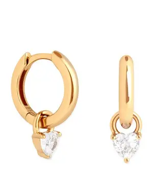ASTRID & MIYU Plated Sterling Silver And Cubic Zirconia Heart Huggie Earrings - Gold