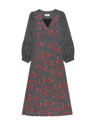 RO&ZO Floral And Spot Mix Dress - Red