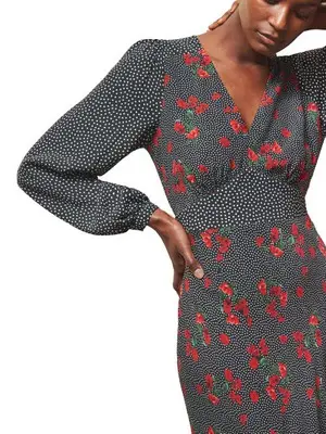 RO&ZO Floral And Spot Mix Dress - Red