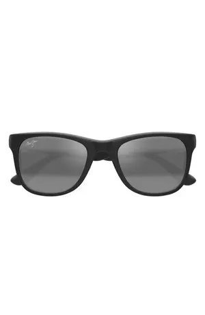 Maui Jim Kikonia Xl Wraparound Rectangular Sunglasses - Black