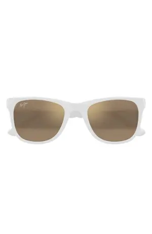 Maui Jim Kikonia Xl Wraparound Rectangular Sunglasses - White