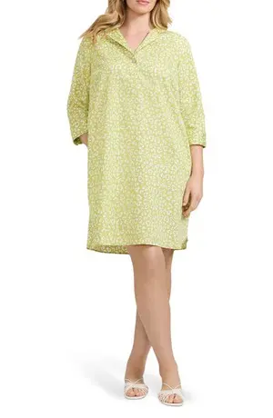 Foxcroft Sloane Leopard Print Shirtdress - Chartreuse Multi