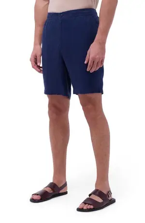 Bugatchi Trent Drawstring Linen Shorts - Navy