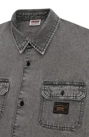 GUESS ORIGINALS Go Boxy Denim Short Sleeve Button-up Shirt