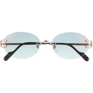 CARTIER 55mm Rimless Oval Sunglasses - Gold/green Lens