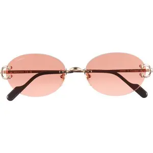 CARTIER 55mm Rimless Oval Sunglasses - Gold/red Lens