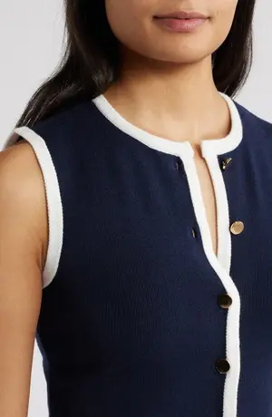 ZOE AND CLAIRE Contrast Piping Sweater Vest