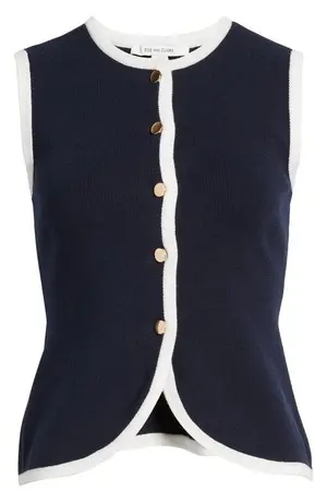 ZOE AND CLAIRE Contrast Piping Sweater Vest