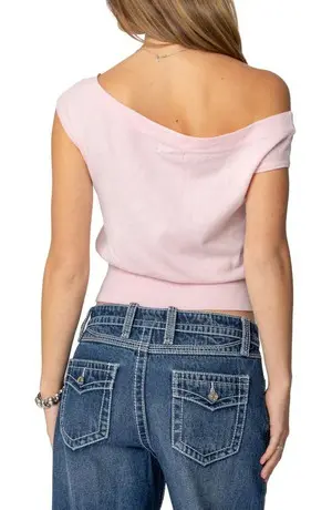 EDIKTED Michaela One-shoulder Top - Light-pink