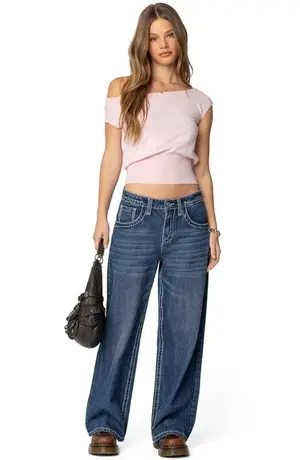 EDIKTED Michaela One-shoulder Top - Light-pink