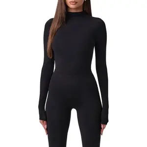 Naked Wardrobe Mock Neck Long Sleeve Top - Black