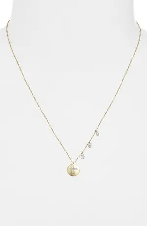Meira T Diamond Cross Disc Pendant Necklace
