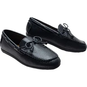 MOUSTACHE Leather Moccasin Loafers - Black