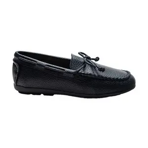 MOUSTACHE Leather Moccasin Loafers - Black