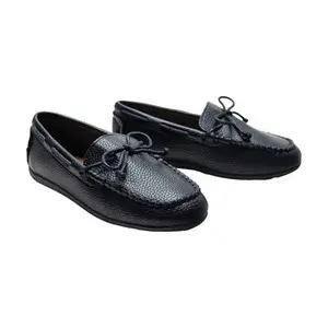 MOUSTACHE Leather Moccasin Loafers - Black