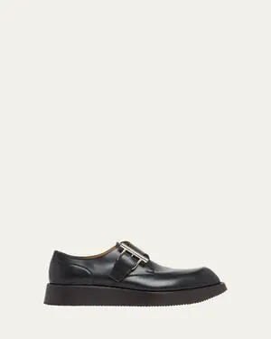 Alexander McQueen McQueen T-Bar Leather Creeper Shoes - Black