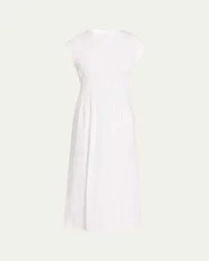 FRAME Nipped Jersey Midi Dress | A-line, Sleeveless - White-0
