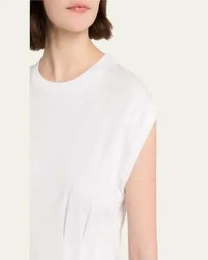FRAME Nipped Jersey Midi Dress | A-line, Sleeveless - White-0