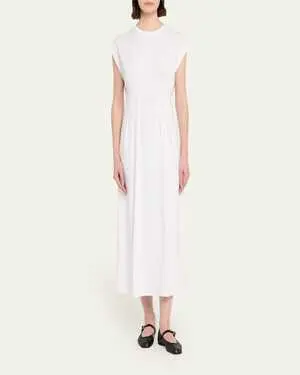 FRAME Nipped Jersey Midi Dress | A-line, Sleeveless - White-0