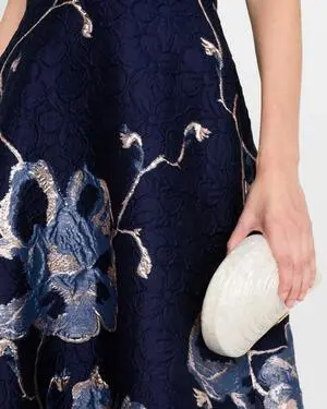 Rickie Freeman For Teri Jon Off-shoulder Gown - Navy Multi