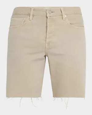 FRAME Relaxed Raw Hem Shorts - Tan