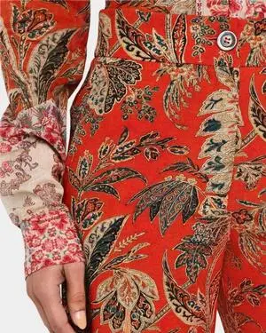 PIERRE-LOUIS MASCIA Cropped Floral-print Pants - Orange Multi