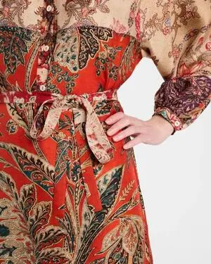 PIERRE-LOUIS MASCIA Floral-print Silk Midi Dress - Orange Multi