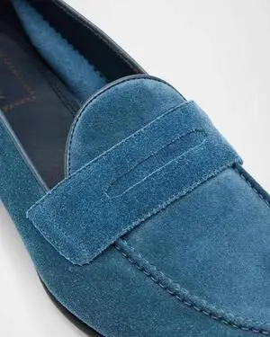 Brioni Suede Penny Loafers - Mdblue