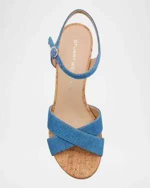 STUART WEITZMAN Dayna Denim Platform Sandals