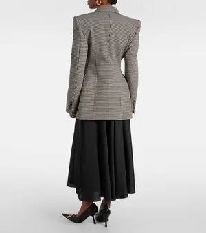 Balenciaga Houndstooth Wool Blazer - Black