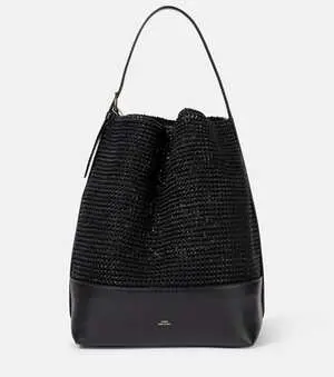 TOTEME Belted Woven Leather Tote Bag - Black