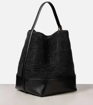 TOTEME Belted Woven Leather Tote Bag - Black