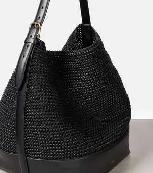 TOTEME Belted Woven Leather Tote Bag - Black