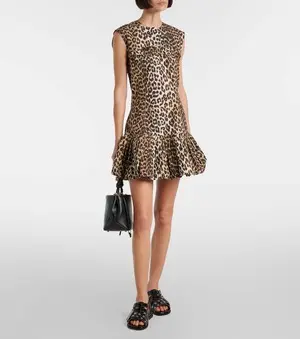 GANNI Leopard-print Cotton Corset Dress - Multicoloured