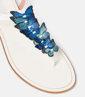 AQUAZZURA Papillon Leather-trimmed Canvas Sandals