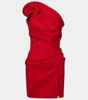 Magda Butrym Floral-applique Ruched One-shoulder Minidress