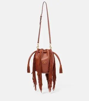 Valentino Garavani Nellcote Small Leather Bucket Bag - Brown