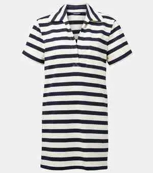 Veronica Beard Cayden Striped Cotton Polo Dress - Blue
