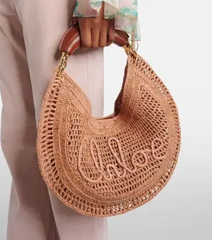 Chloé Raffia-effect Shoulder Bag - Brown
