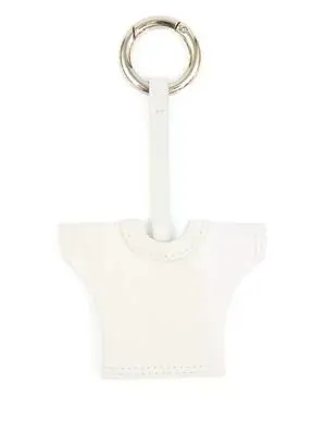 MAISON MARGIELA T-shirt Leather Charm Keyring - White
