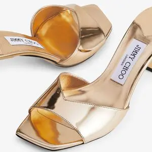 JIMMY CHOO Skye 70 Metallic Leather Sandals - Silver