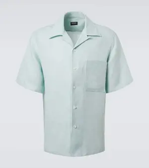Zegna Linen Bowling Shirt - Blue