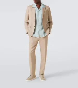 Zegna Linen Bowling Shirt - Blue