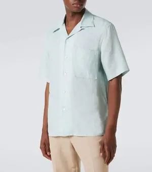 Zegna Linen Bowling Shirt - Blue