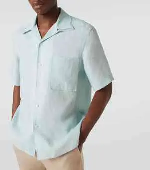 Zegna Linen Bowling Shirt - Blue