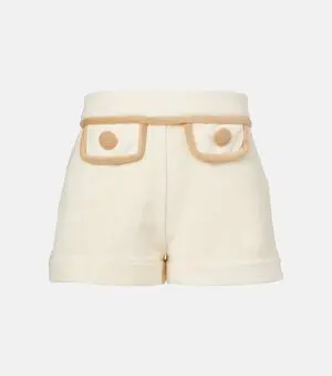 ADRIANA DEGREAS Colorblocked Cotton-blend Terry Shorts - White